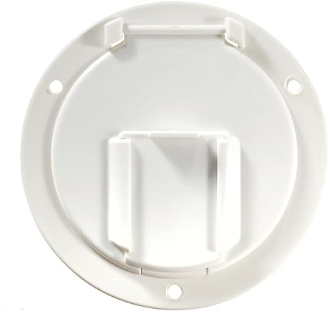 -SALE- RV Designer Round Electrical Cable Hatch, Low Profile- White