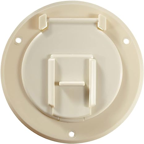 RV Designer Basic Round Electrical Cord Hatch- Colonial White